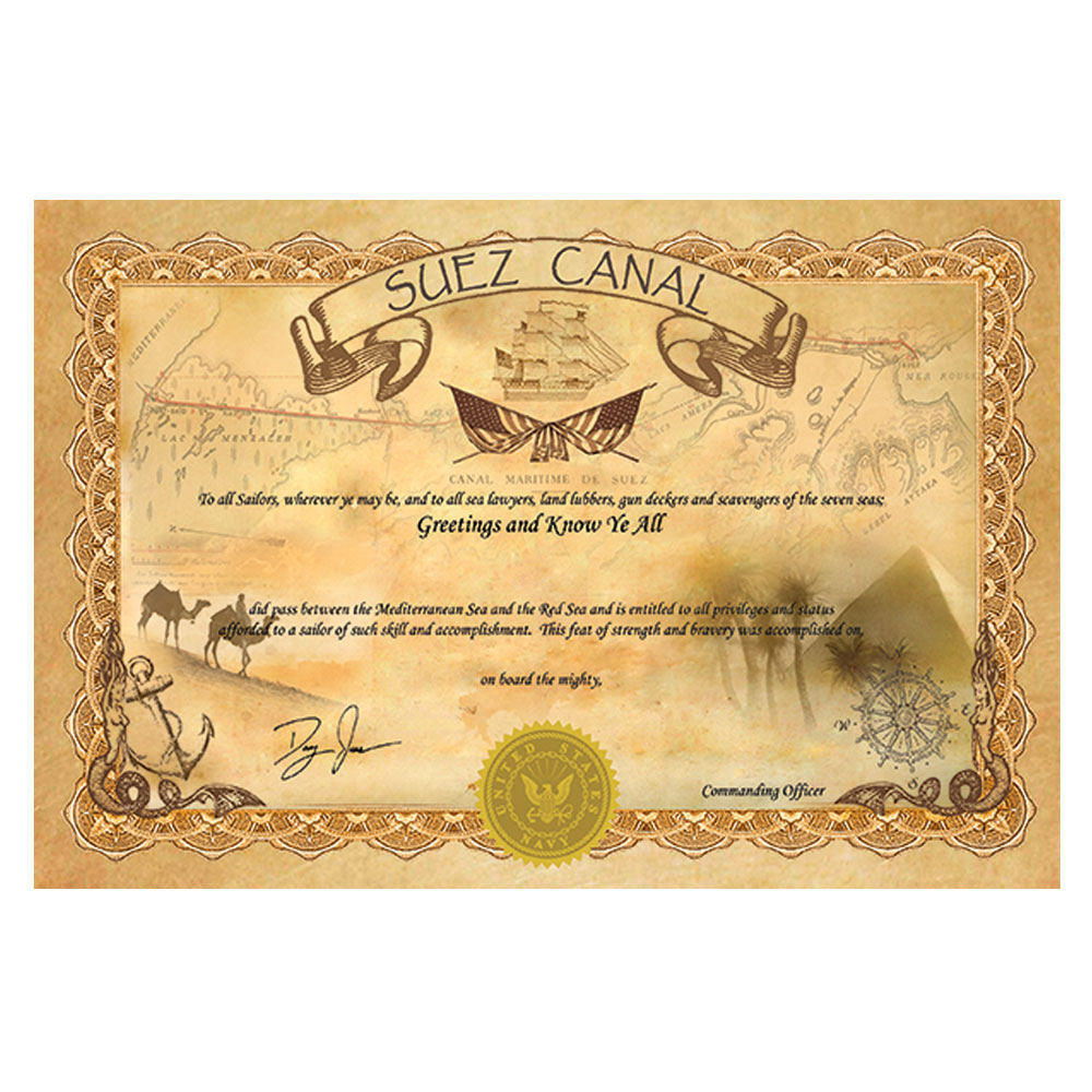 Suez Canal Certificate - Vanguard Emblematics